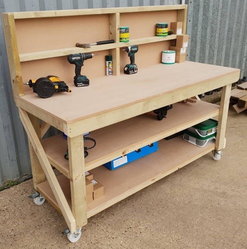Wooden Workbench MDF Surface 4FT to 8FT Work Table Industrial Bench ...