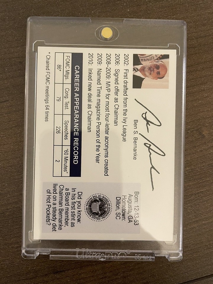 Real Rare Mint Ben Bernanke Baseball Card | eBay
