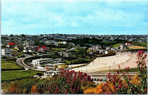 Postcard Vintage The Beach Porth Cornwall Newquay Porth Island | eBay