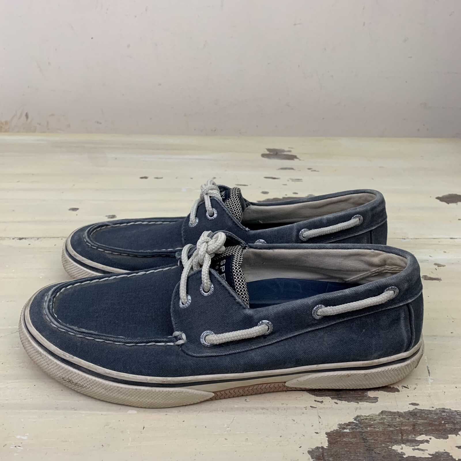 SPERRY TOP SIDERS - Navy Blue Canvas Boat Shoes, Mens 8 M - MUST SEE | eBay