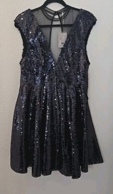 Free People Women Small Sequined Mesh A-Line Dance til Dawn Dress NWT ...