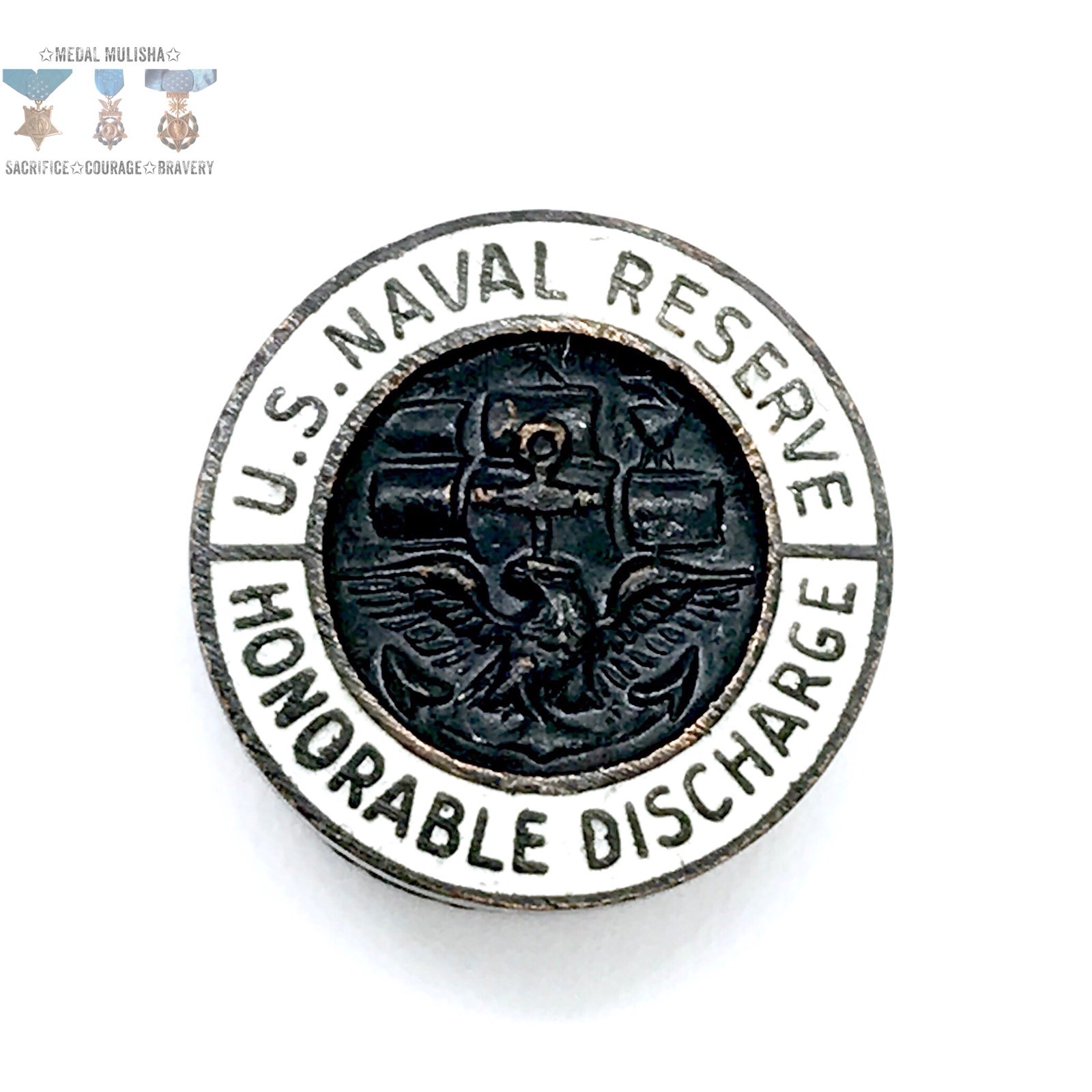 PRE WWII US NAVAL RESERVE HONORABLE DISCHARGE LAPEL BUTTON PIN WW2 ...