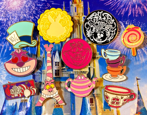 💖 Disney Alice in Wonderland 11 Pin Lot - Cheshire Cat, White Rabbit ...