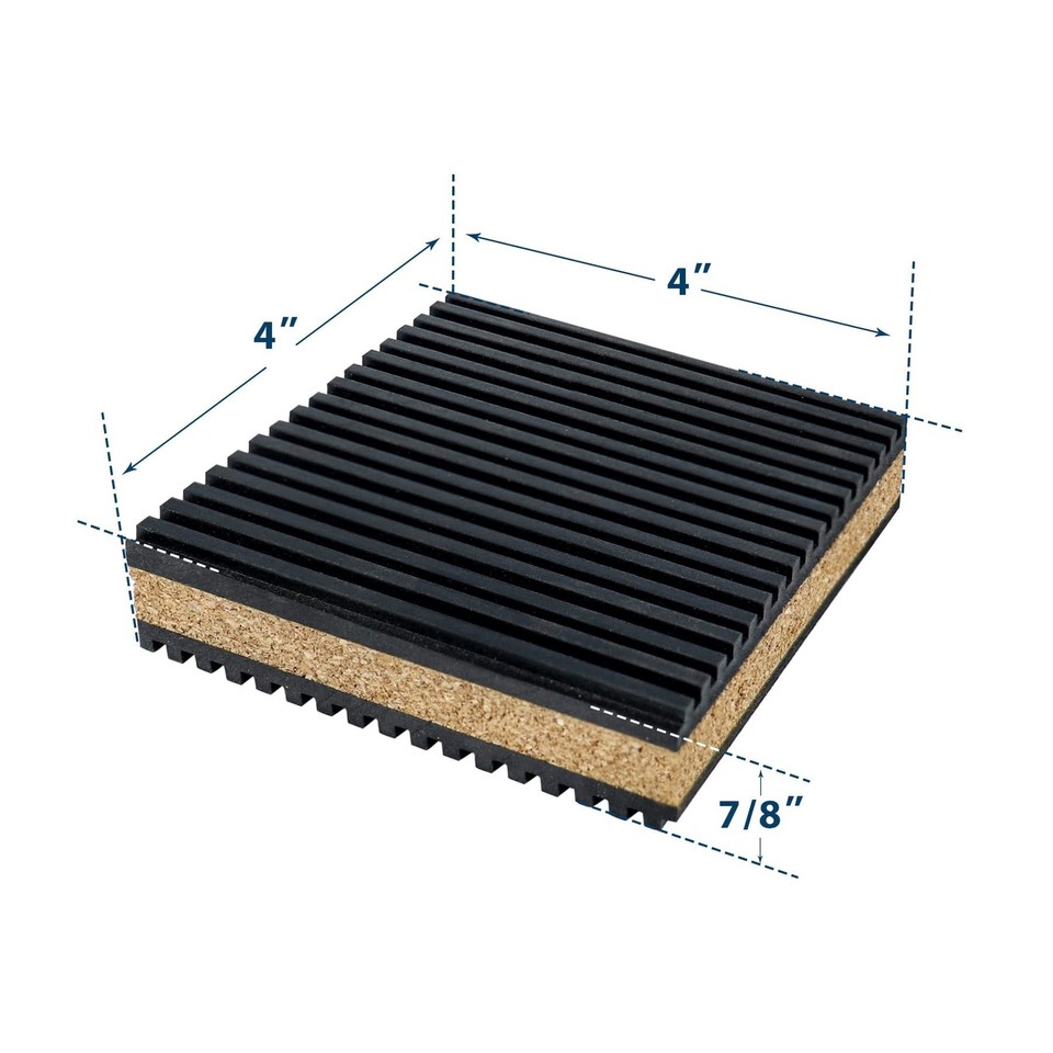 Anti Vibration Pads 4" X 4" X 7/8" Rubber & Cork Vibration Isolation ...