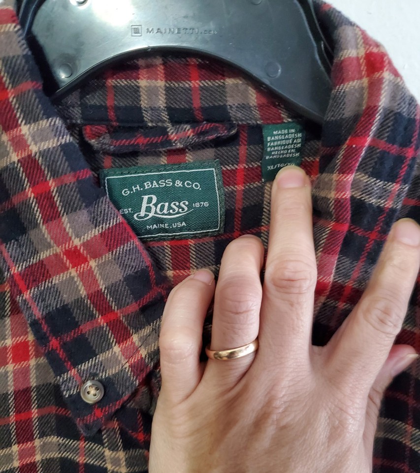 G.H. Bass & Co. Men Flannel Button Up Plaid Size XL Long Sleeve Cotton ...