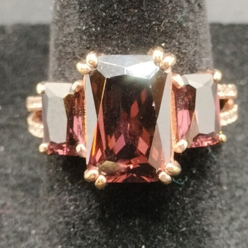 Large Deep Purple/Maroon Stone Gold Tone 925 Sterling Silver Womens ...