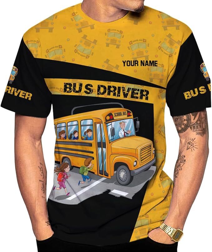 Custom School Bus Driver T-Shirt, Yellow Bus Shirts Gifts for School ...