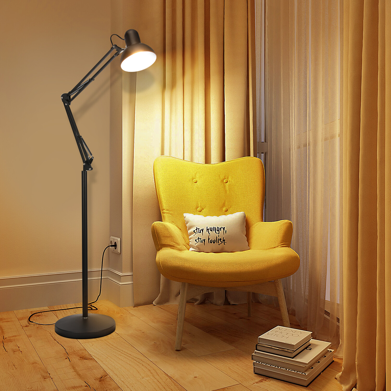 Adjustable Standard Floor Lamp Living Room Reading Light Free Standing ...