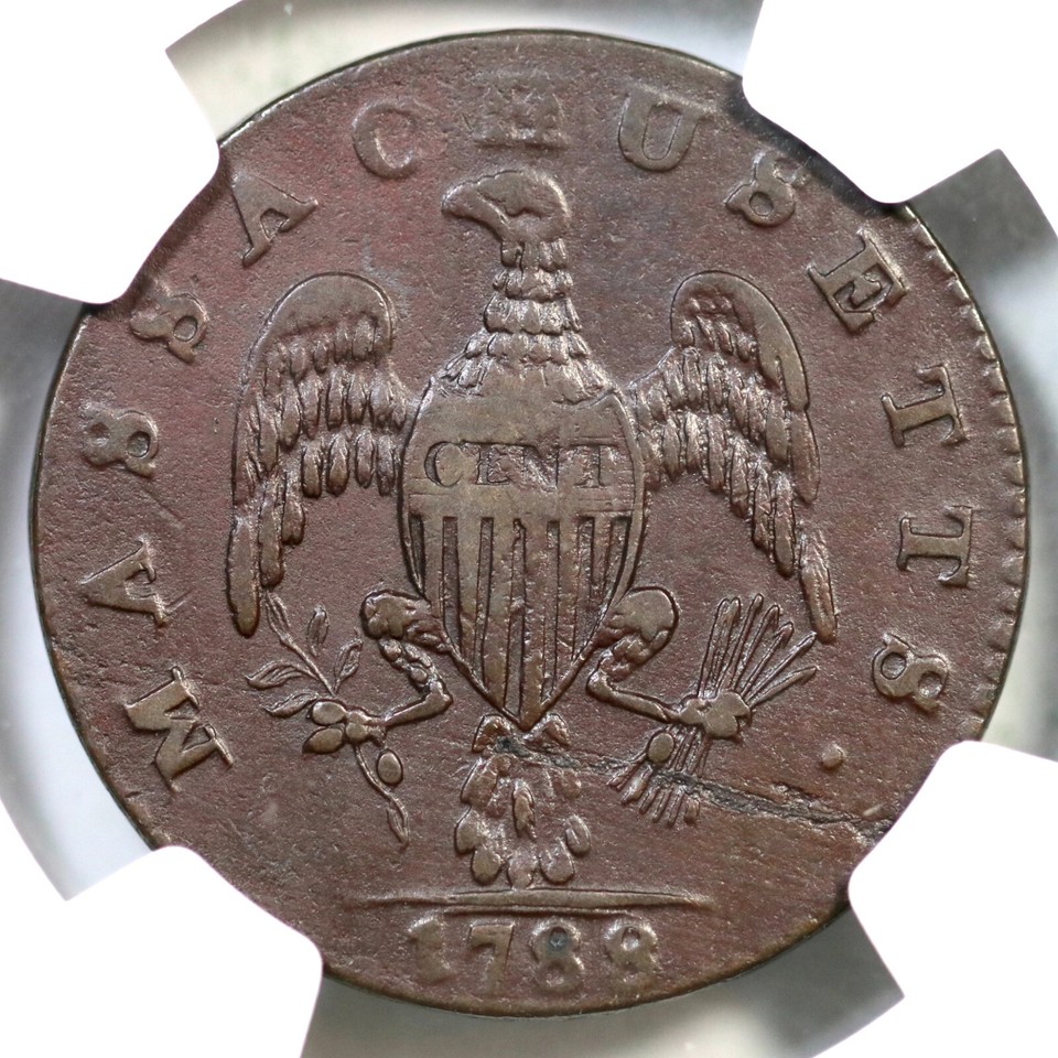 1788 R 11-C R-2 NGC XF 45 PERIOD Massachusetts Cent Colonial Copper ...