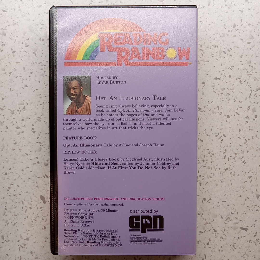 Reading Rainbow VHS "Opt: An Illusionary Tale" Ep #076/155 LeVar Burton ...