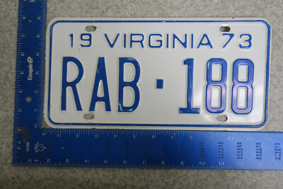 Virginia License Plate Tag VA 1973 73 RAB-188 | eBay