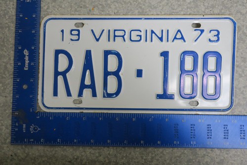 Virginia License Plate Tag VA 1973 73 RAB-188 | eBay