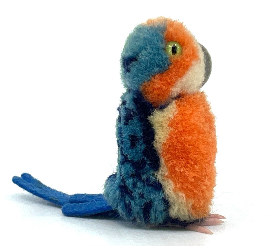 Steiff Woolen Parrot Bird 1970s Blue Orange Wool Pom Poms 6cm 2in no ID ...