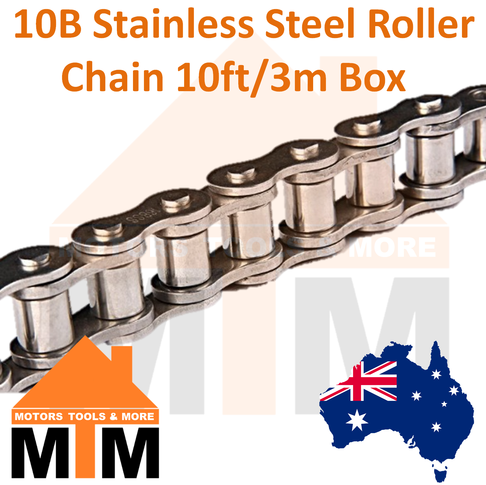 INDUSTRIAL ROLLER CHAIN 10B- 5/8" PITCH Stainless Steel 10Ft 3m Box 10B ...
