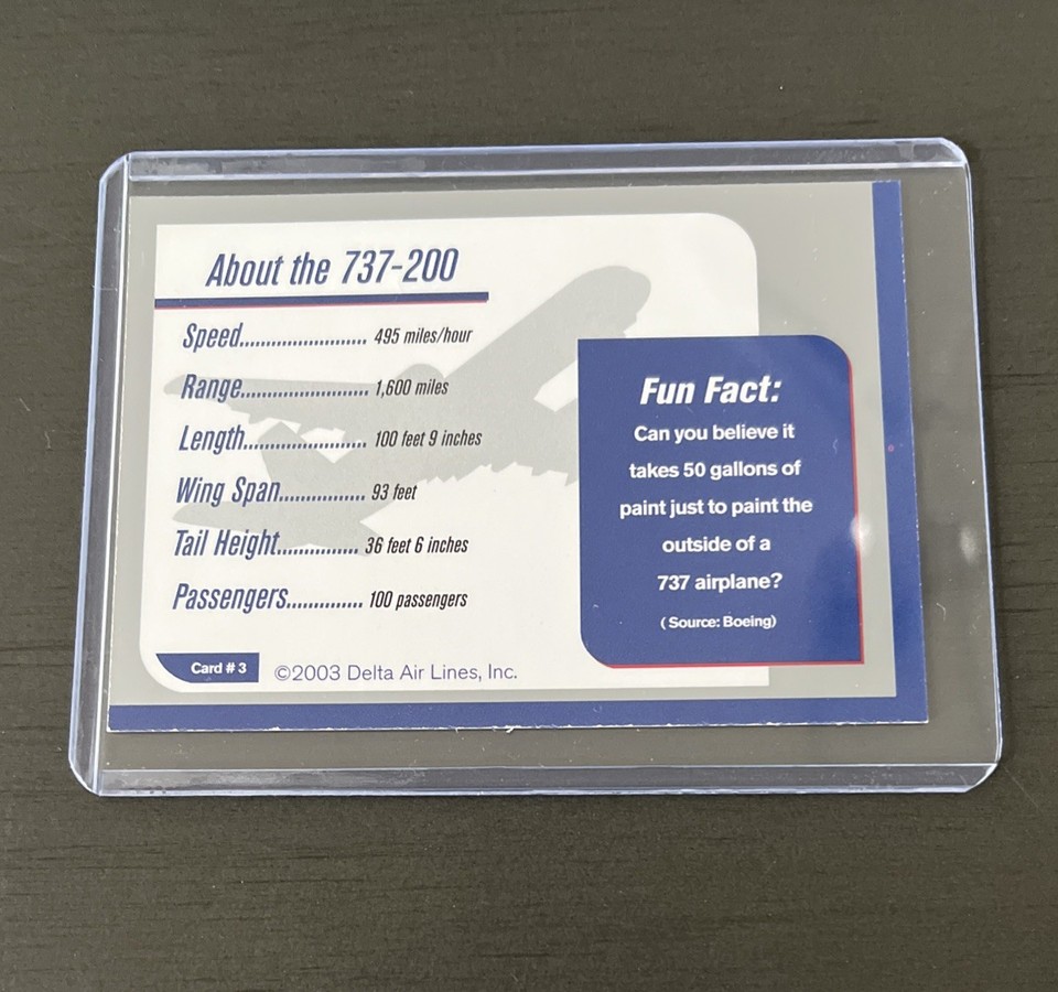 Delta Airlines Aircraft Trading Card #3 737-200 2003 | eBay