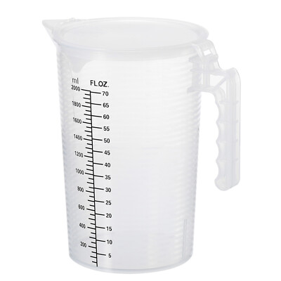 Graduated Beaker 2000ml PP Plastic Cup Double Sided Black Graduations ...