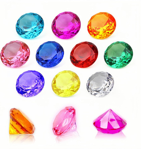 [20Pcs 4Cm] Big Size Kids Diamond Toy, Acrylic Gem Set, Pirate Treasure ...