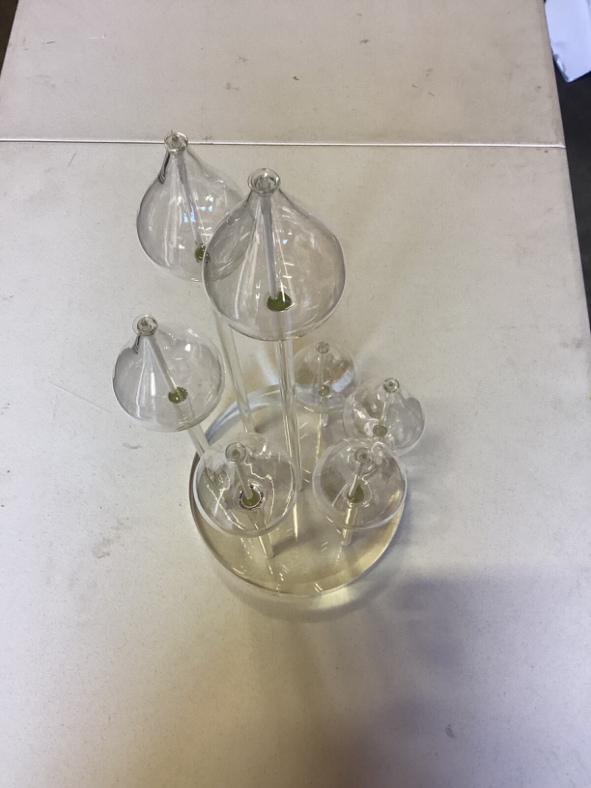 Vintage Belag 7 Glass Teardrop Oil Lamp Acrylic Base & Wick Holders ...