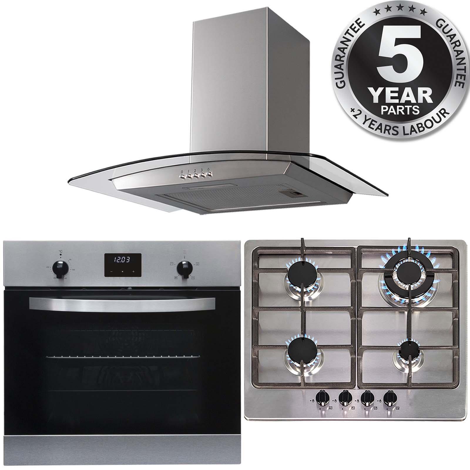 SIA 60cm Stainless Steel Single Electric True Fan Oven, Gas Hob ...