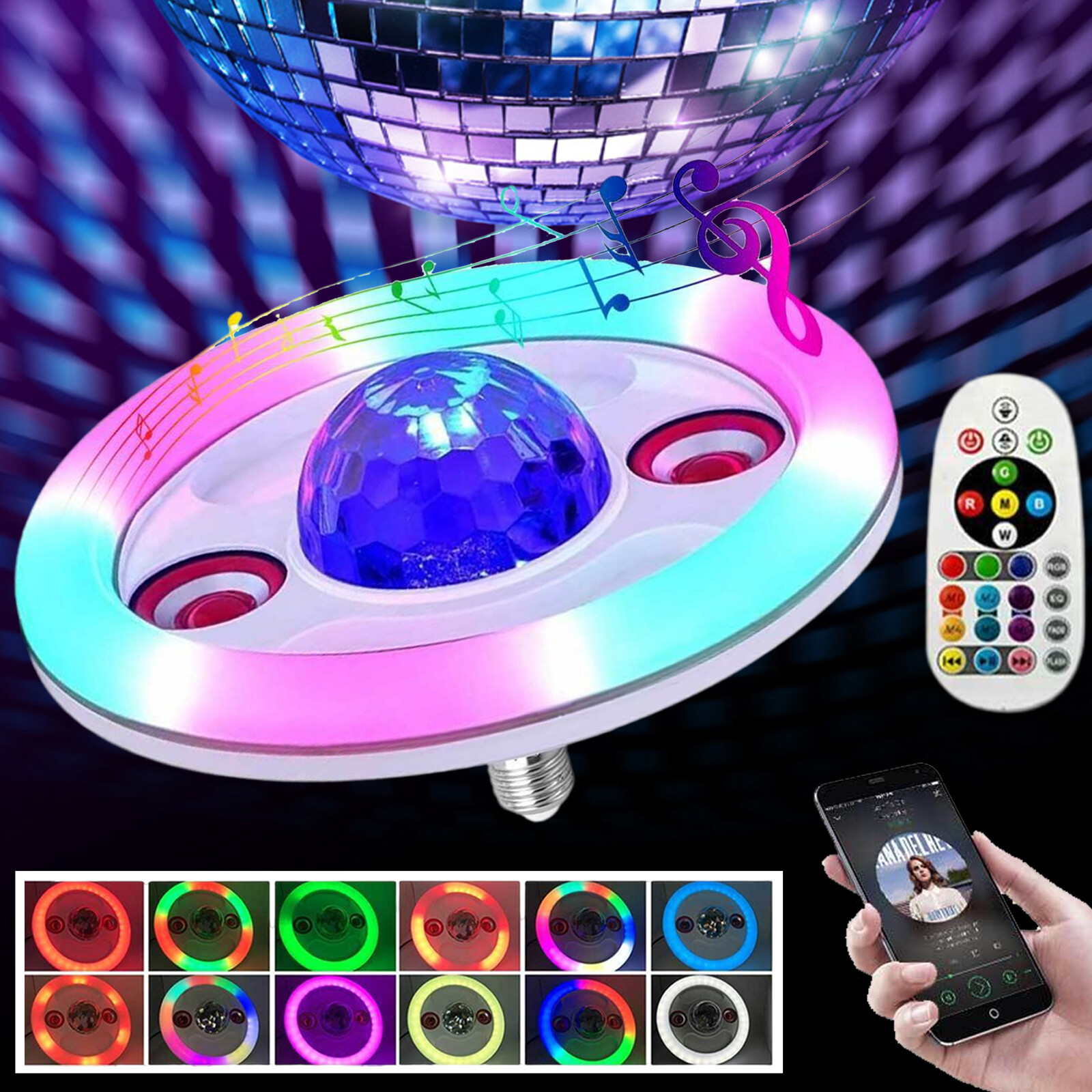 36W E27 Wireless Bluetooth LED Light Speaker Bulb RGB Music Playing ...