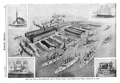 View of the Shipbuilding Yard of William Cramp & Sons, Showing War ...