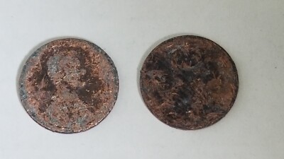 2 Lincoln Penny Damaged Faded Coins Unknown Years | eBay
