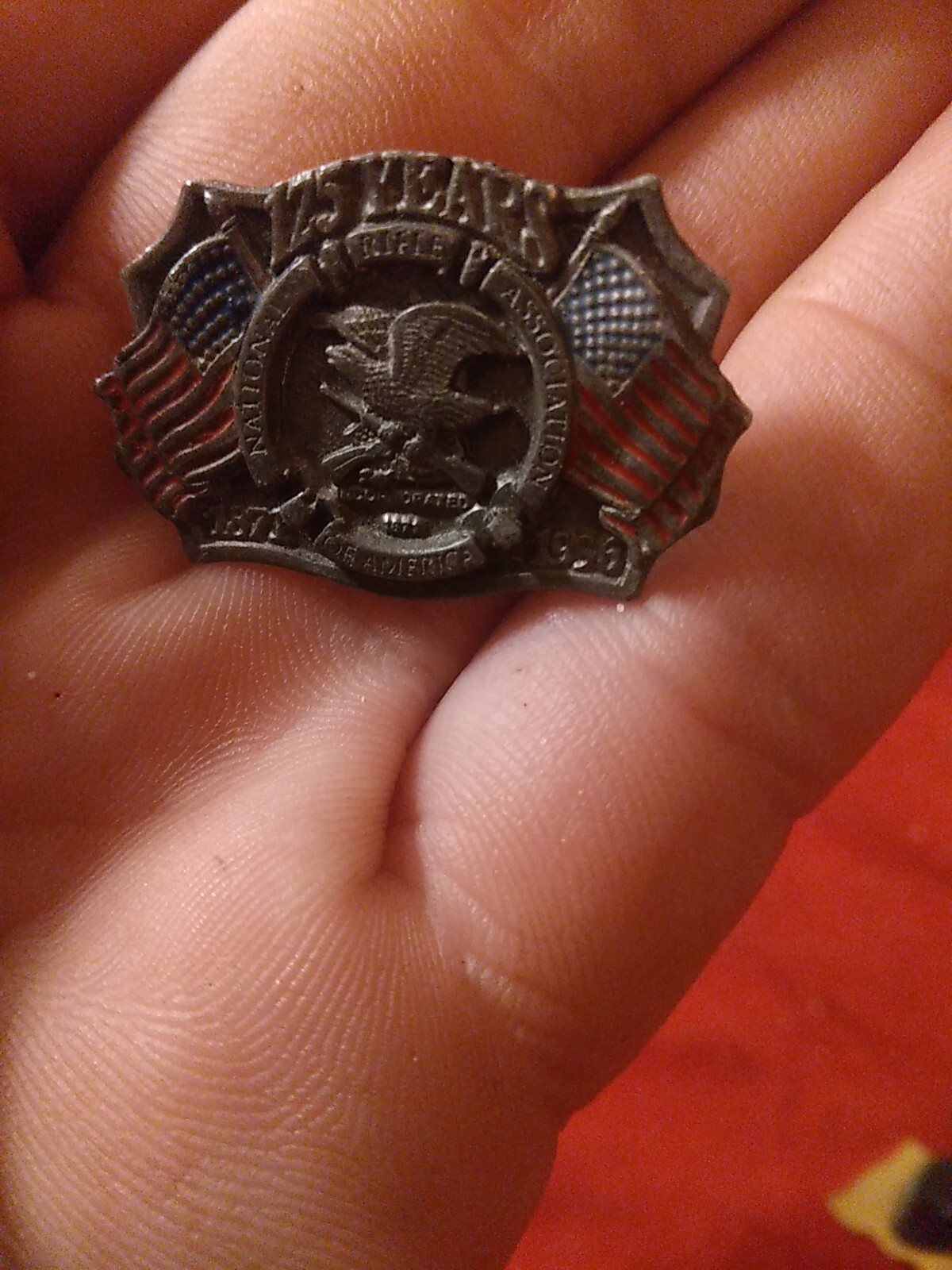 NRA National Rifle Association 125 Years Hat Lapel Gun Flag Pin 1971 ...