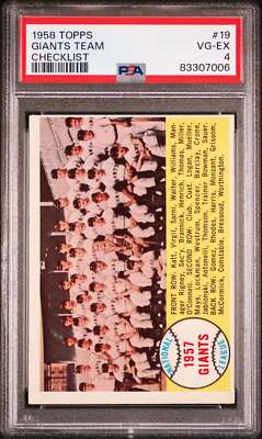 1958 Topps #19 Giants Team Checklist 1-88 PSA 4 Giants (7006) | eBay