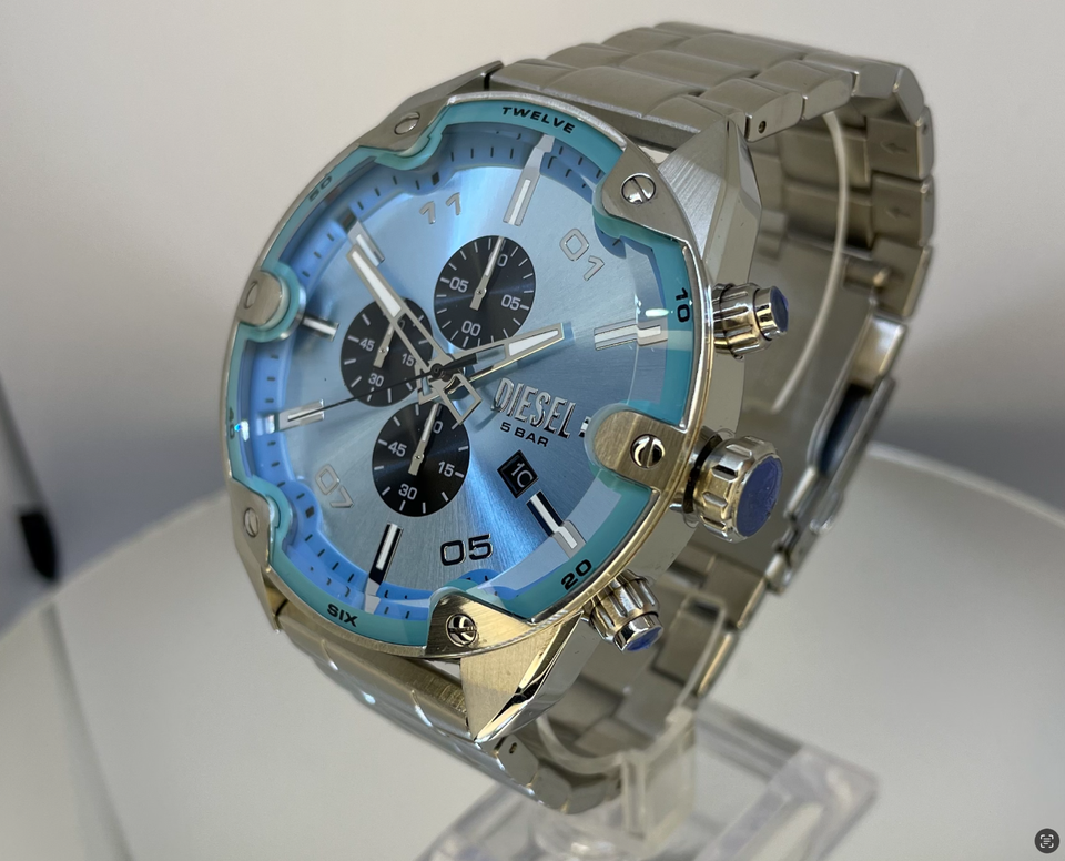2025 Brand New Diesel Spiked Chronograph StainlessSteel Blue ...