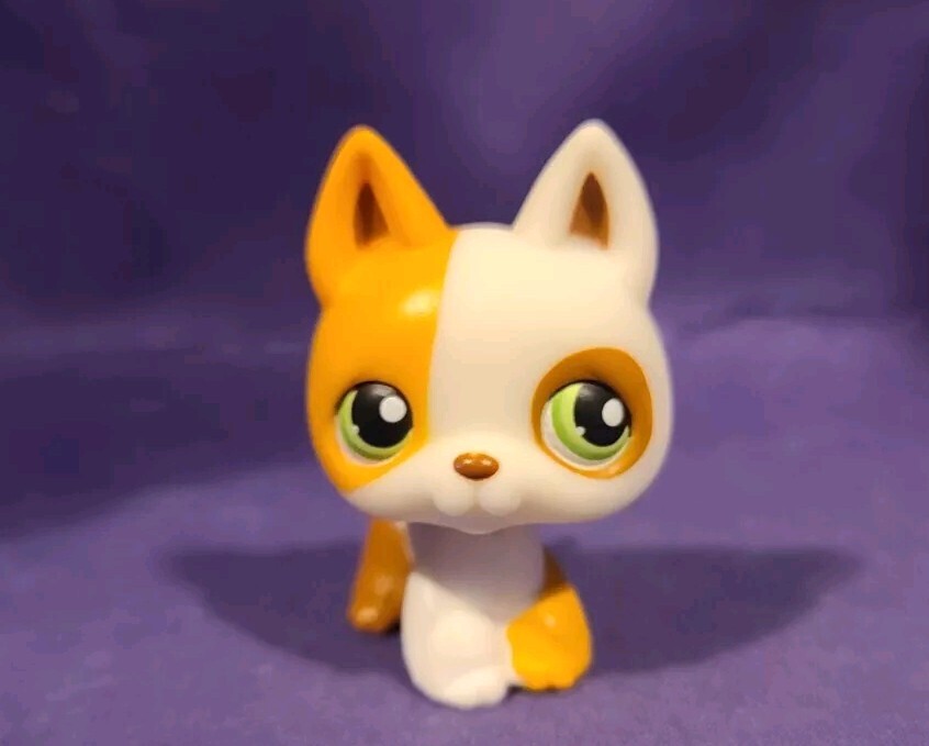 Authentic Littlest Pet Shop #127 German Shepherd Dog White Orange Green ...