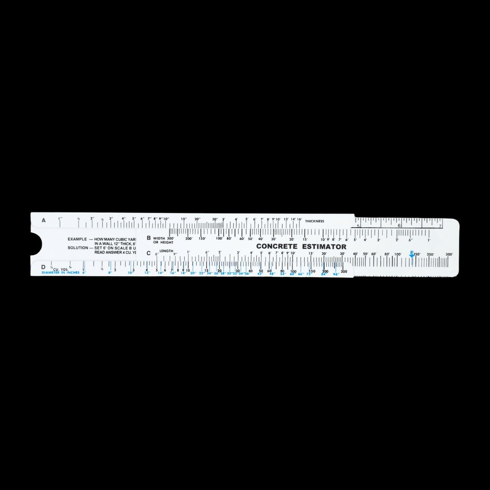 Concrete Slide Ruler 300 Yard Volume Calculator Slide Rule MADE IN USA ...