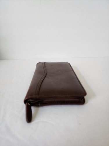 Vintage Daytimer Leather Wallet Pocket Organizer Brown Zip Around Jr ...