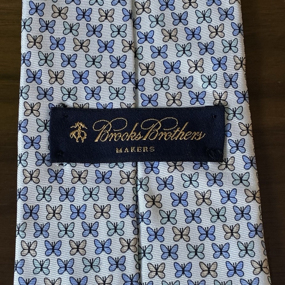 Brooks Brothers Butterfly Blue Silk Printed In Italy Made In USA ...