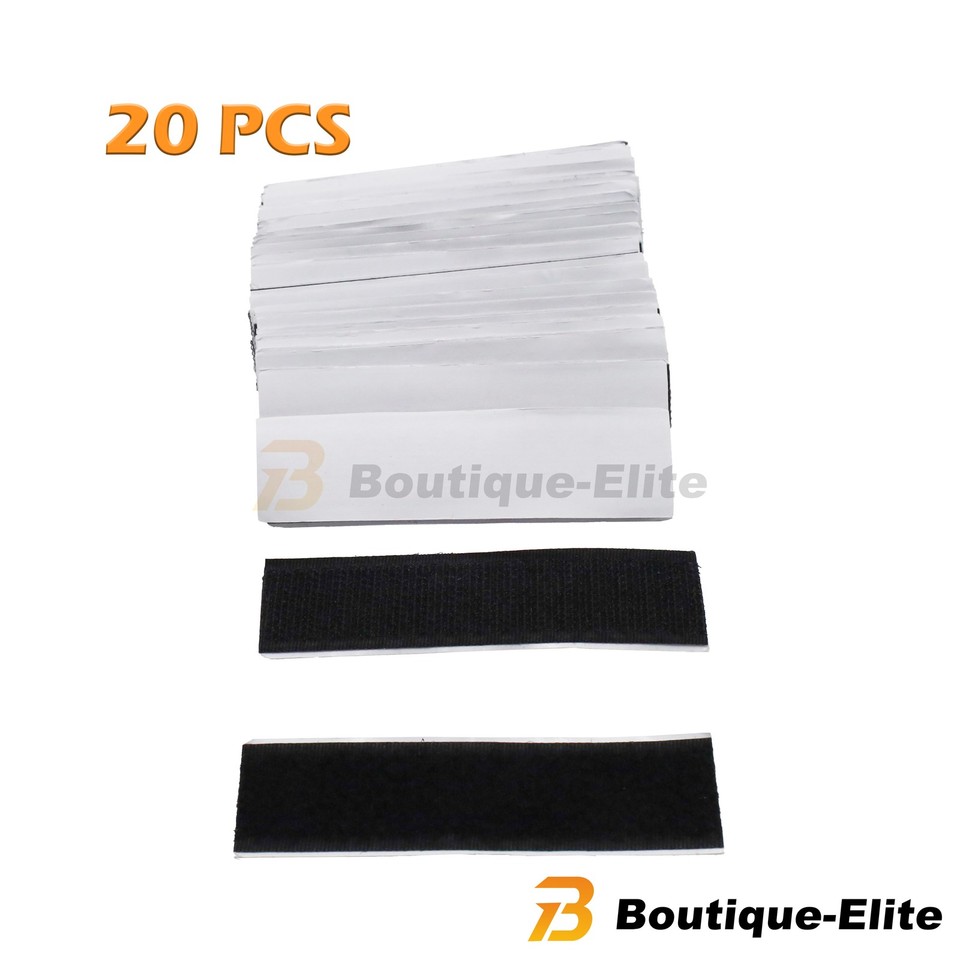 20 Sets Heavy Duty Hook & Loop Adhesive Strips 1x4” Black Sticky Back ...
