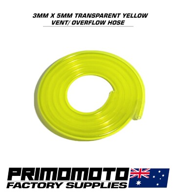 3 MTR Transparent Yellow 3mm x 5mm Carburettor Fuel Vent/Overflow Hose ...