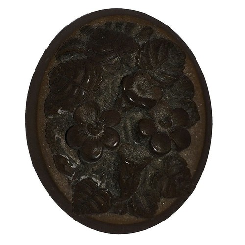 Victorian Forget Me Not Cameo Gutta Percha Vulcanite Floral Leaves Pin ...