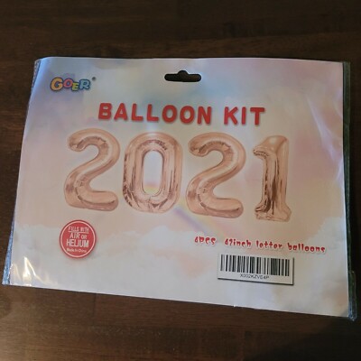 Goer 42in 2021 Number Foil Balloon Kit Party Decorations Gold Air Or ...