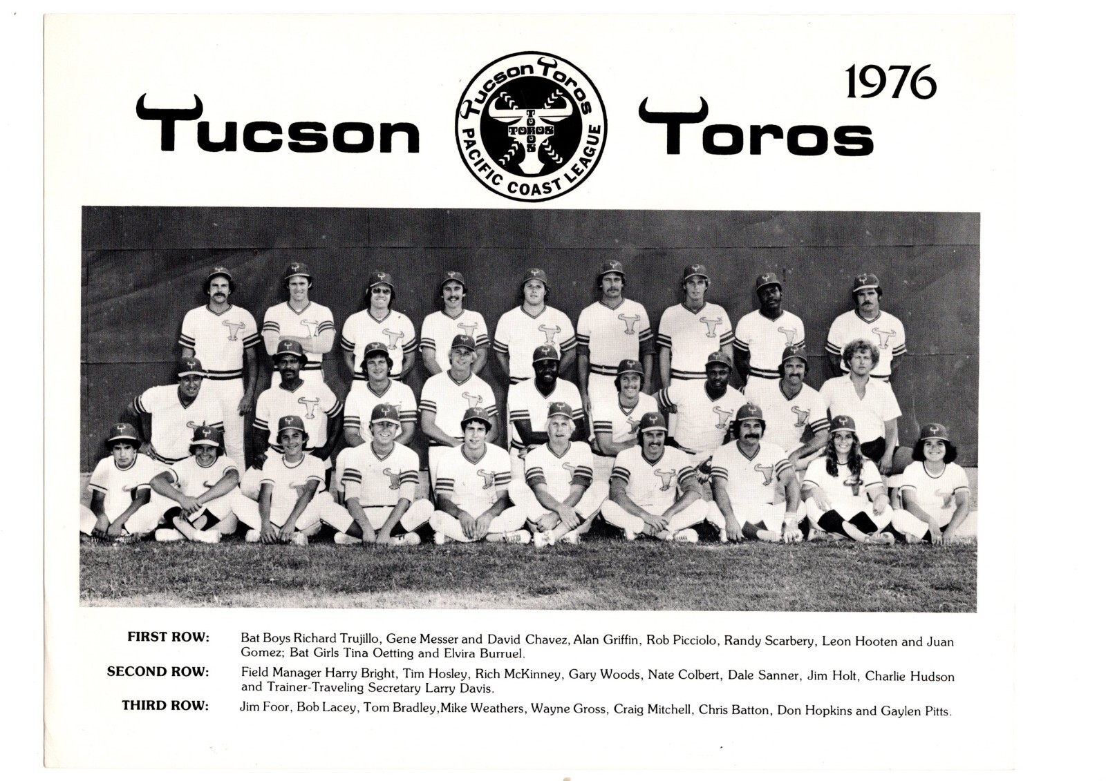 ORIGINAL 1976 TUCSON TOROS 8X10 TEAM PHOTO NATE COLBERT GROSS BASEBALL ...