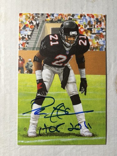 RARE Deion Sanders Autographed Goal Line Art Card WITH HOF 2011 ...