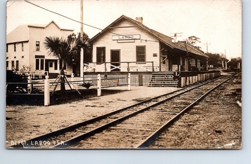 RPPC Real Photo Postcard Florida Largo ACL or FEC Ext ? railroad depot ...