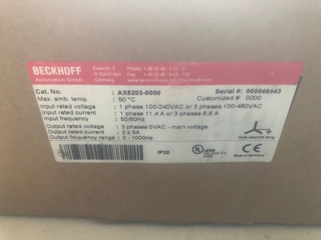 Beckhoff Ax5203 Digital Compact Servo Drive TwinSAFE Ax5801 for sale ...