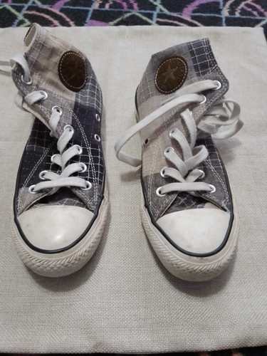 Converse Check Patchwork Hi Top Uk3 Grey Brown | eBay