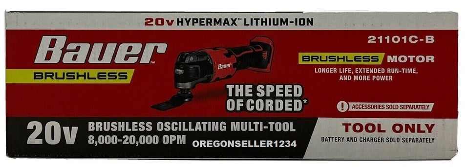 BAUER 20V Brushless Cordless Variable Speed Oscillating Multi-Tool ...