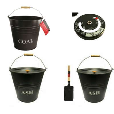 12L Metal Ash Coal Bucket Heavy Duty Wood Handle Fireside Scuttle ...