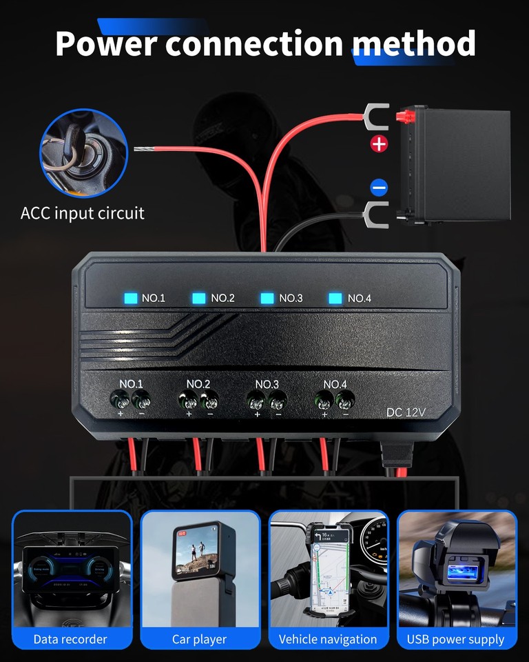 12V Universal 20A Motorcycle Fuse Block Fuse and Relay Box Kit with 4 ...