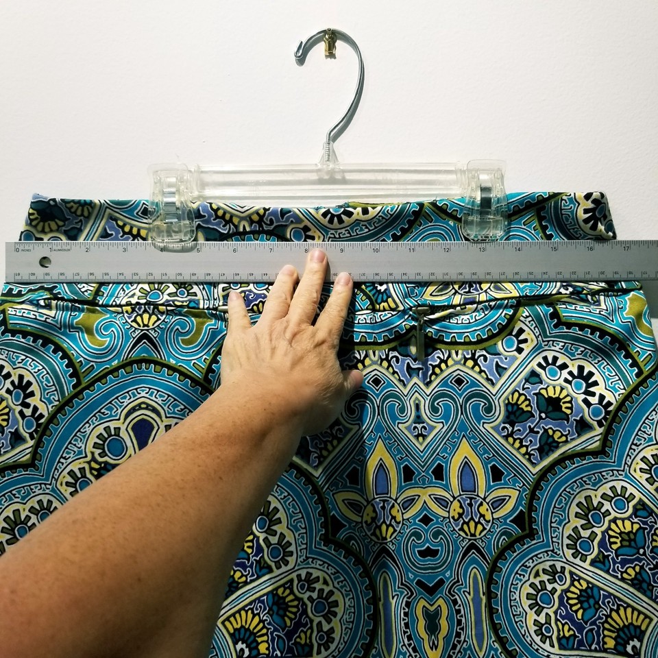 East 5th Blue and Yellow Patterned A-Line Skirt Size 10 | eBay