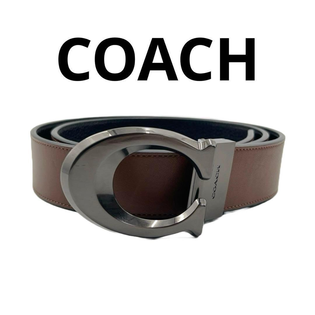 COACH Authentic Men Belt Reversible Logo Leather Blac… - Gem
