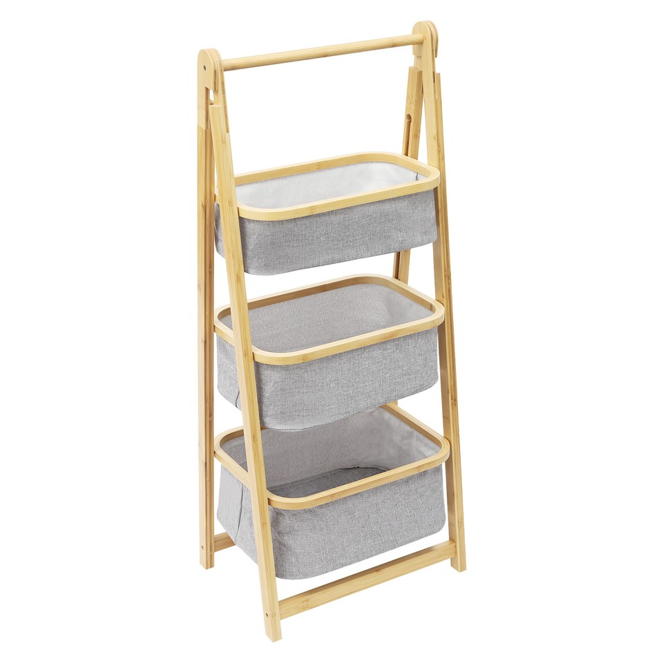 3-Tiers Fold Out Storage Foldable Laundry Baskets Laundry Organizer for ...