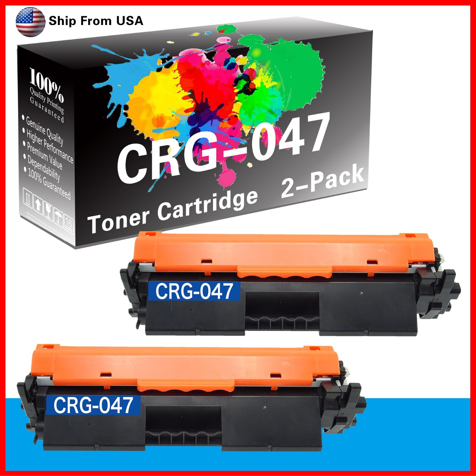 2PK CRG047 Toner Cartridge CRG 047 for ImageCLASS LBP113W MF110 LBP110 ...