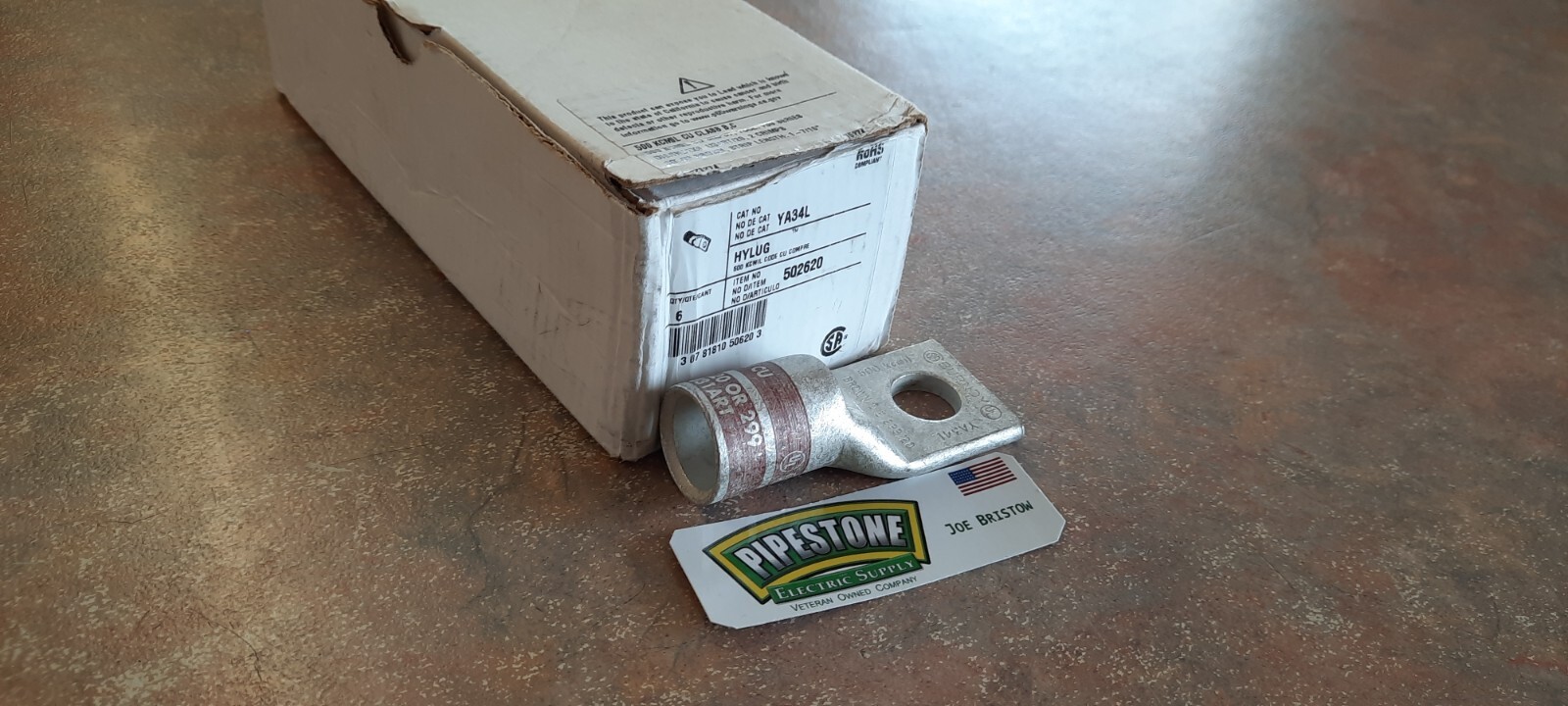 BURNDY YA34L COPPER CRIMP LUG 500 MCM 1 HOLE 5/8" SHORT BARREL BROWN ...